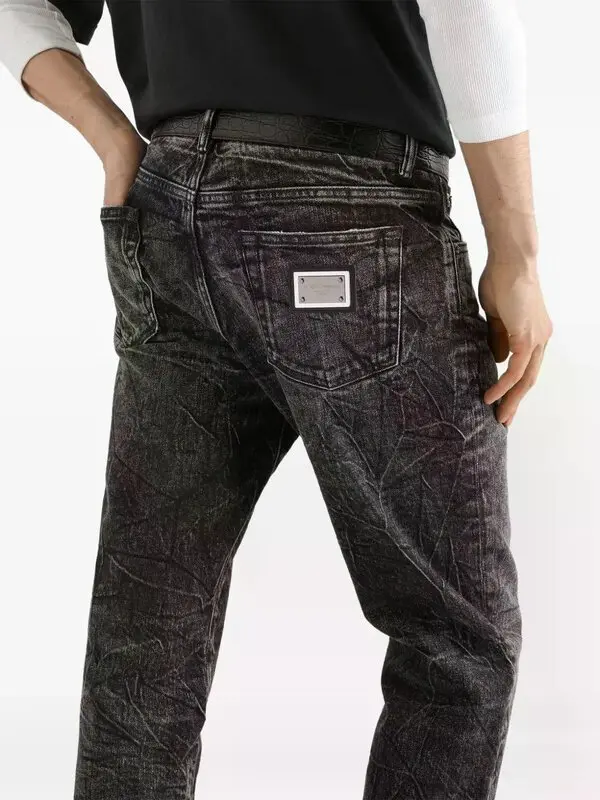 Dolce & Gabbana Slim Fit Jeans With Logo Plaque