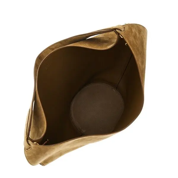 Khaite Small Suede Leather Lotus Tote Bag - Khaki