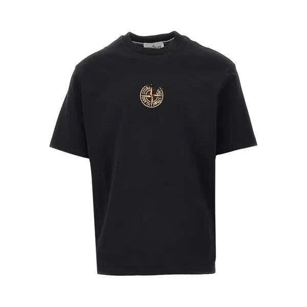 Stone Island Conumed Effect Print T-hirt - Black