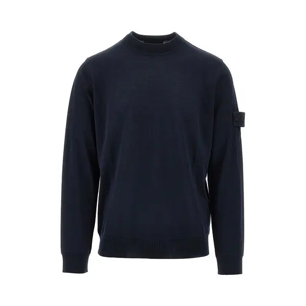 Stone Island Ghost Virgin Wool Crewneck Sweater - Blue