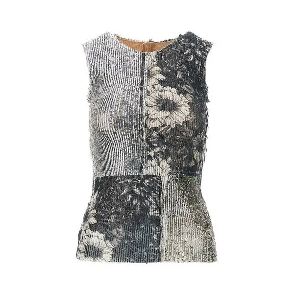 MAISON MARGIELA Equinned Floral Patchwork Top - Silver