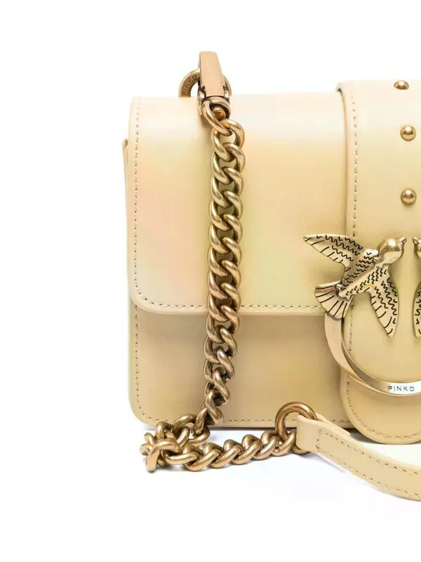 Pinko Love Birds Stud-embellished Leather Shoulder Bag