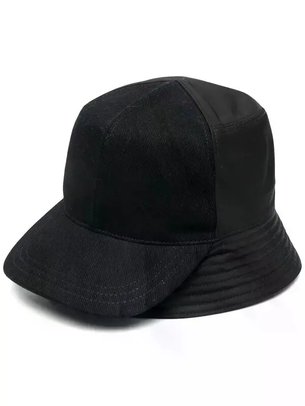 Prada Baseball Panel Leather Bucket Hat - Black