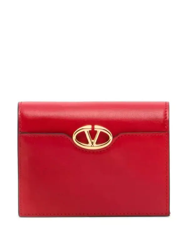 Valentino Garavani Vlogo The Bold Edition Small Calfskin Wallet - Red