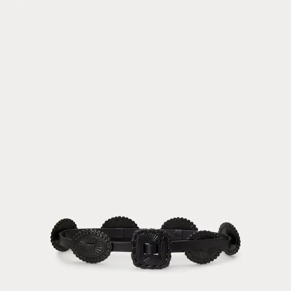 Ralph Lauren Leather Skinny Belt - Black