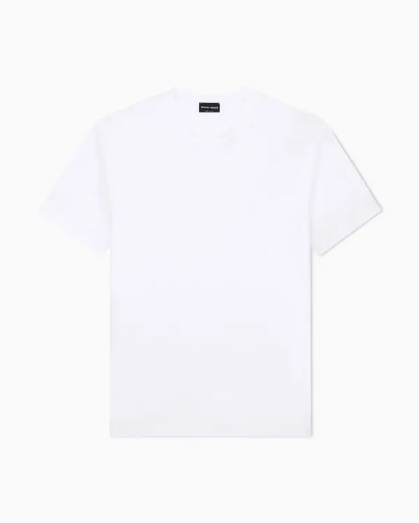 Giorgio Armani Short-sleeve Cotton Interlock T-shirt With Logo - White
