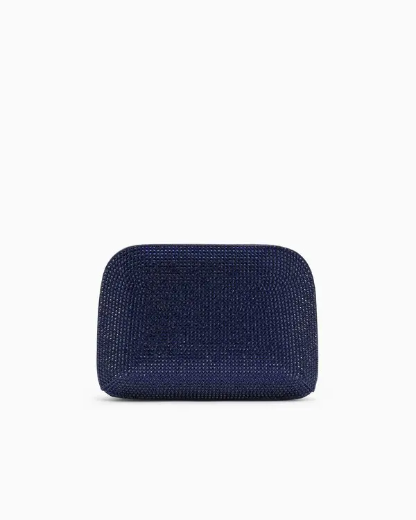 Giorgio Armani Rhinestone Embellished Satin Clutch With Chain Strap