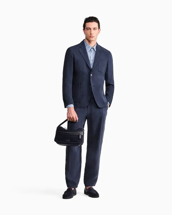 Giorgio Armani Striped Cotton And Silk Shirt With Chest Pocket