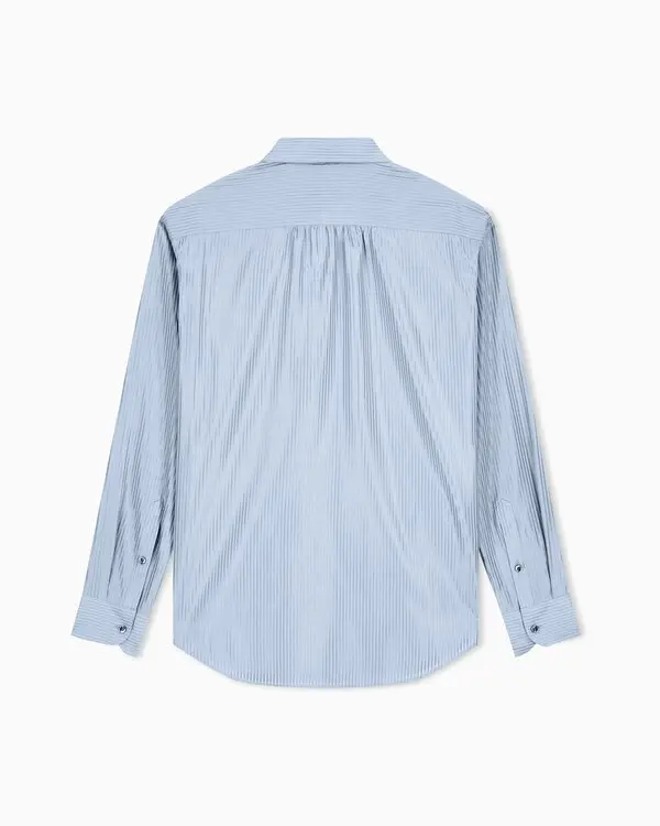 Giorgio Armani Striped Cotton And Silk Shirt With Chest Pocket