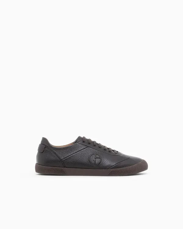 Giorgio Armani Textured Leather Lace-up Sneakers - Brown