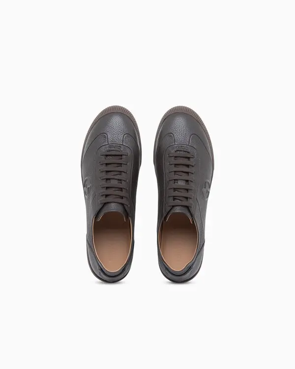 Giorgio Armani Textured Leather Lace-up Sneakers - Brown