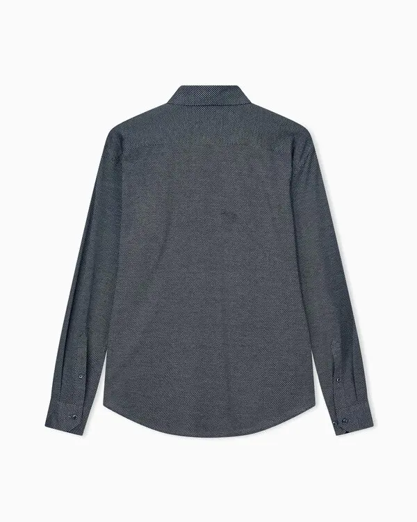 Giorgio Armani Shirt Regular Fit In Micro Jacquard Cotton Jersey