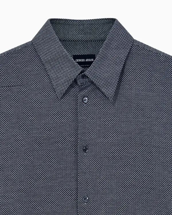 Giorgio Armani Shirt Regular Fit In Micro Jacquard Cotton Jersey