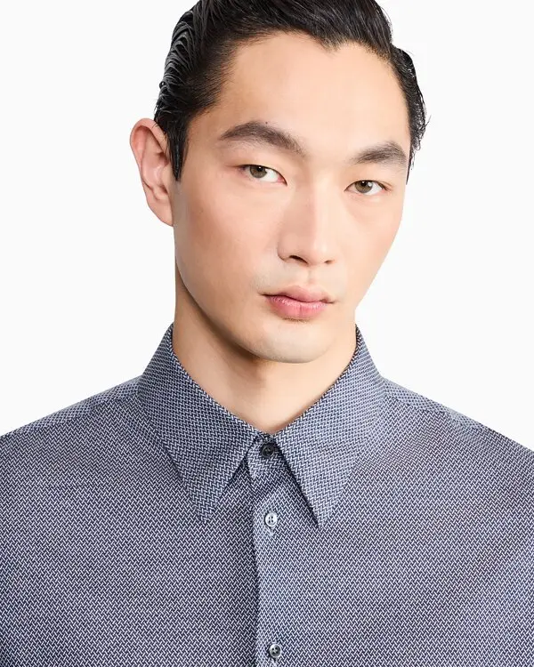 Giorgio Armani Shirt Regular Fit In Micro Jacquard Cotton Jersey