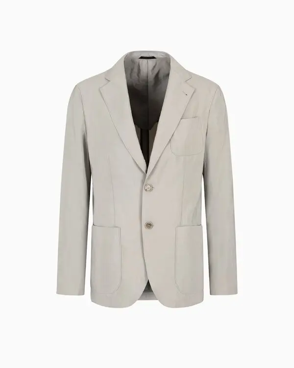 Giorgio Armani Upton Single-breasted Blazer In Washed Silk With Two Buttons - Grey
