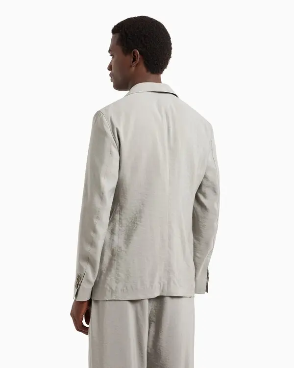Giorgio Armani Upton Single-breasted Blazer In Washed Silk With Two Buttons - Grey