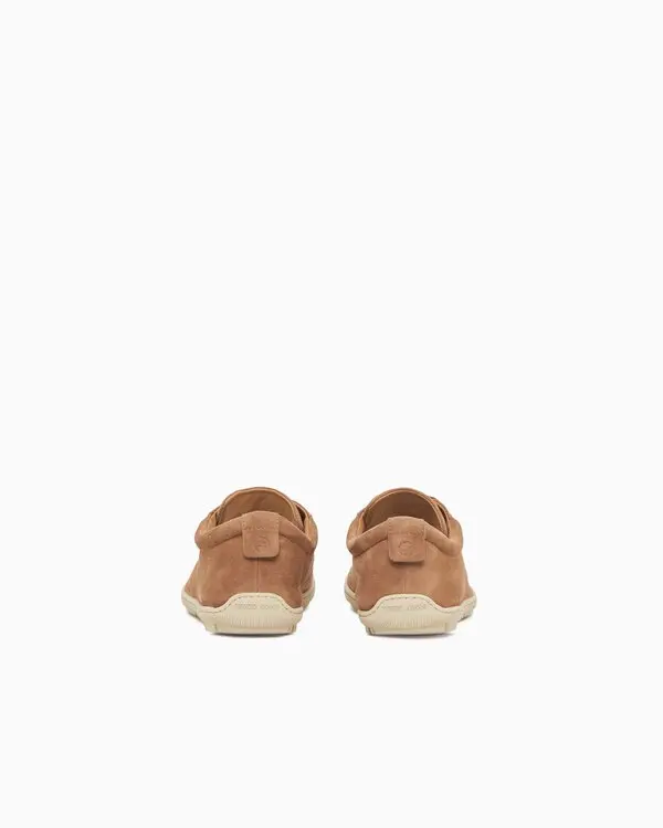 Giorgio Armani Low-top Suede Lace-up Sneakers With Rubber Sole - Brown