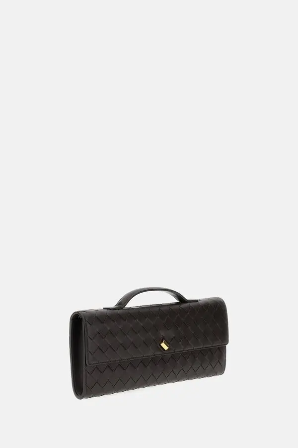 Bottega Veneta Andiamo Clutch With Intrecciato Weave - Brown