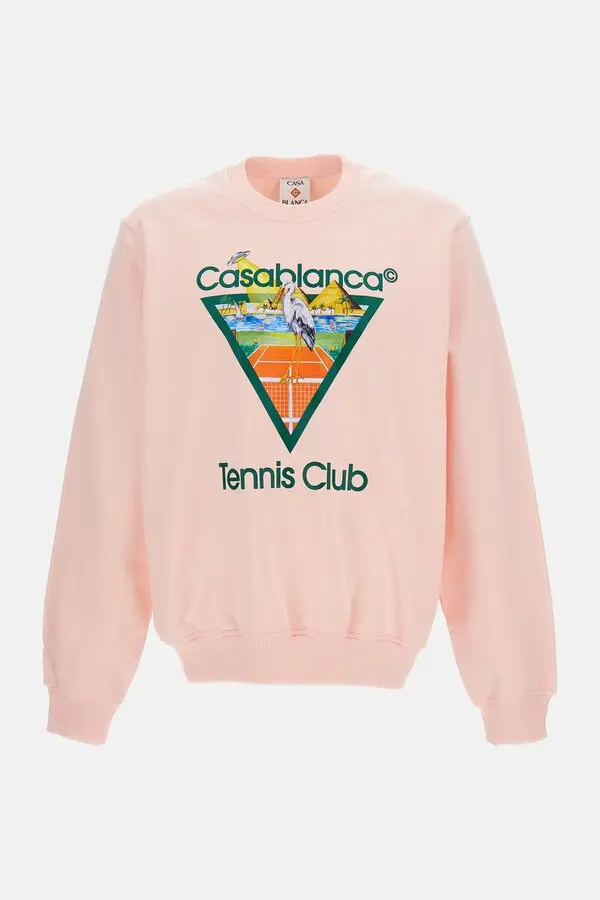 Casablanca Printed Tennis Club Icon Crewneck Sweatshirt - Rose