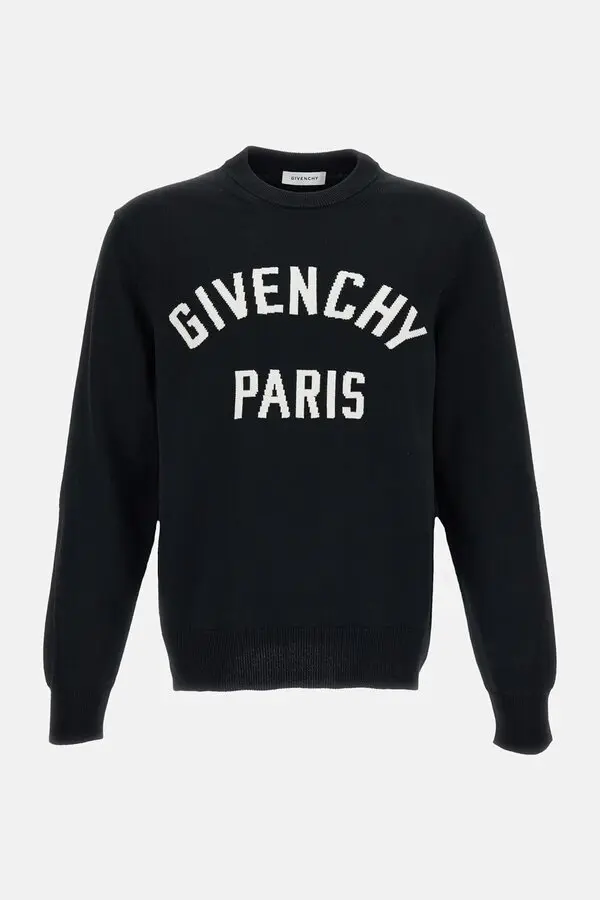 Givenchy Crewneck Knit Pullover With Couture Seam - Black