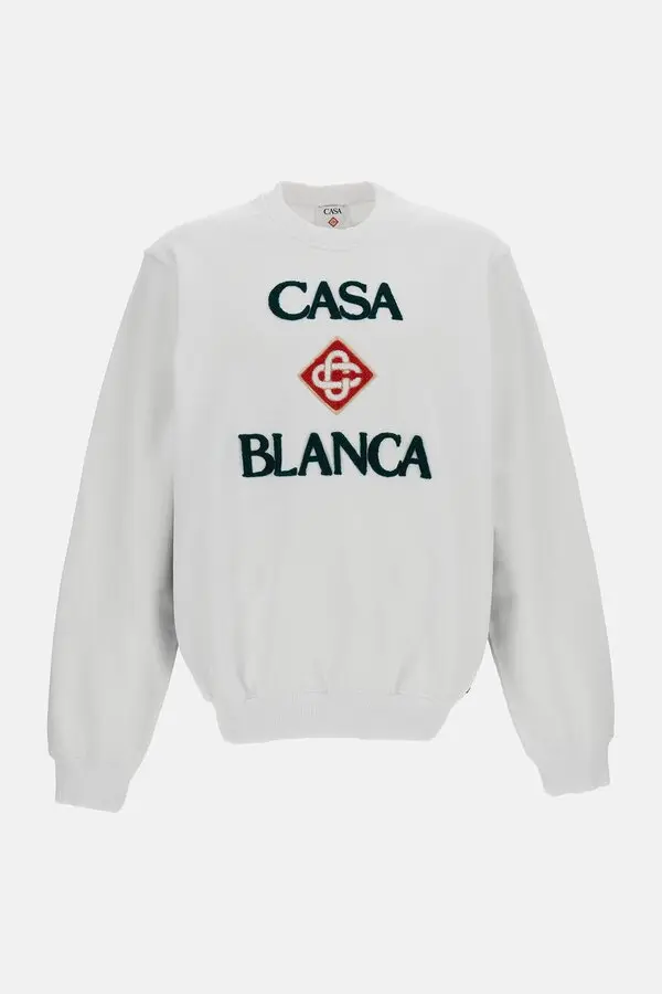Casablanca Crewneck Sweater With Embroidered Logo - Bianco