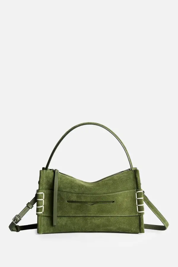 JW Anderson Small Loafer Bag In Suede - Verde