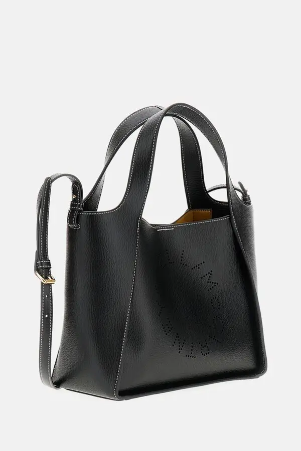 Stella McCartney Logo Tote Bag With Shoulder Strap, Grainy Alter Mat