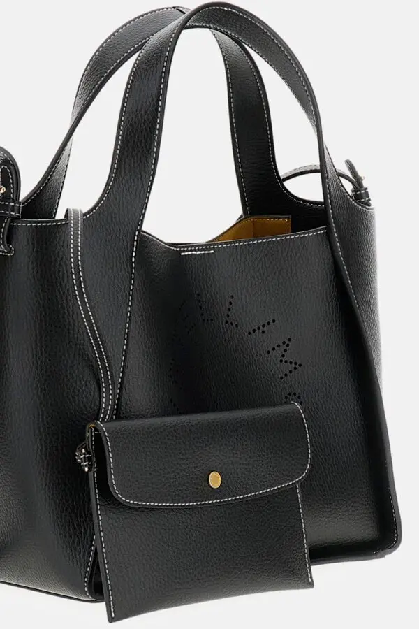 Stella McCartney Logo Tote Bag With Shoulder Strap, Grainy Alter Mat