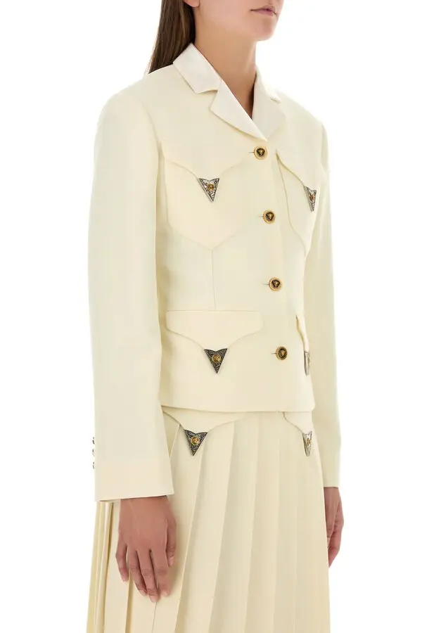 Versace Stretch Wool Blazer With Medusa Head Detail