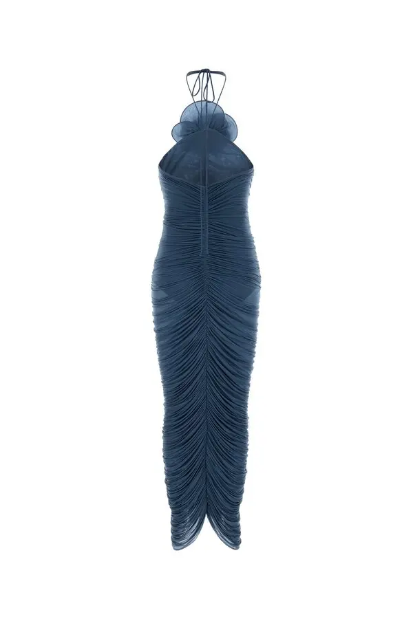 Magda Butrym Draped Floral Embellished Stretch Jersey Midi Dress