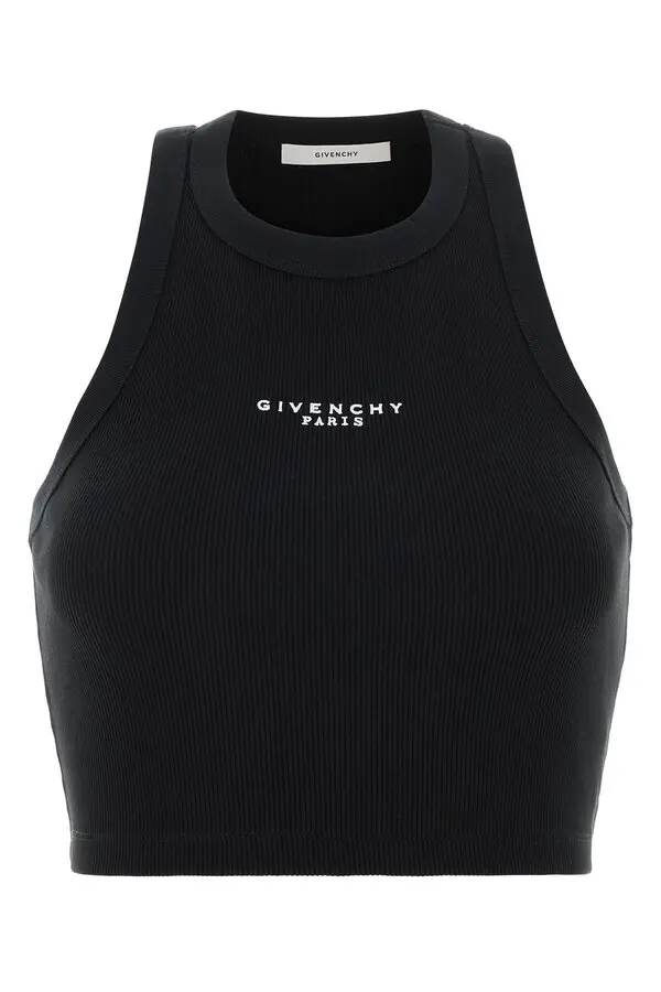 Givenchy Stretch Cotton Crop Top With Paris Print
