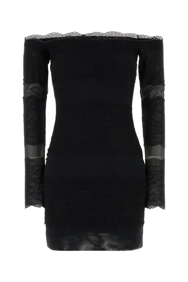 Blumarine Lace And Mesh Mini Dress - Black