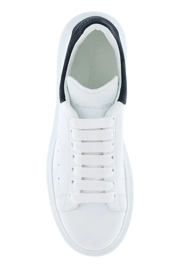 Alexander McQueen Leather Sneakers With Dark Blue Suede Heel