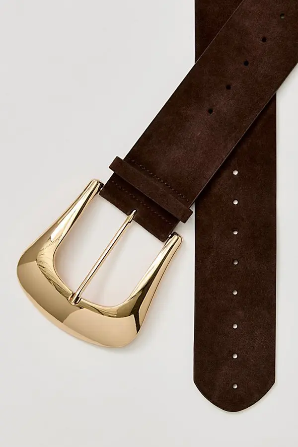 Free People Lottie Suede Belt With Chunky Buckle