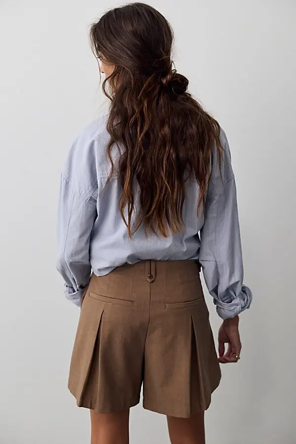 Free People At Bay Trouser Shorts - Cinnamon Combo