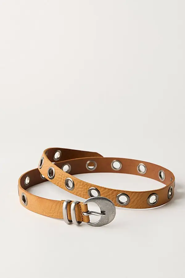 Free People Rosebowl Grommet Belt - Saddle