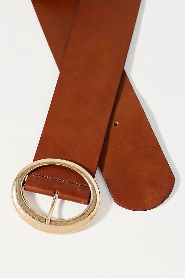 Anthropologie Wide Oval Buckle Belt - Brown