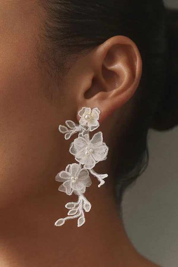 TWIGS & HONEY Silk Embroidered Drop Earrgs