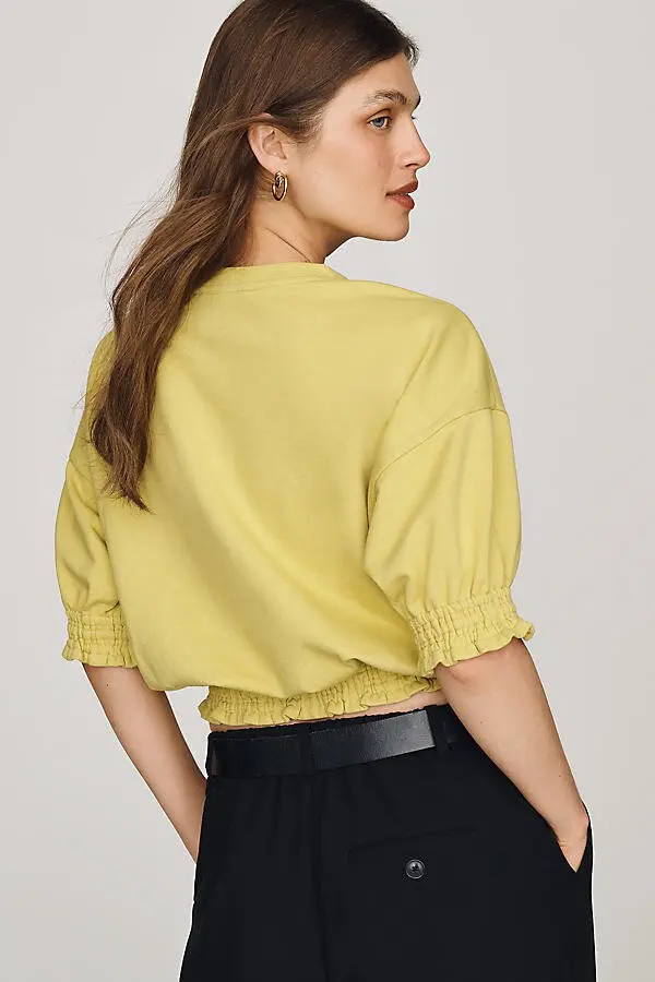 Maeve Short Sleeve Bubble Sweatshirt - Chartreuse