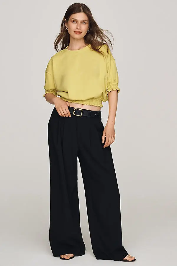 Maeve Short Sleeve Bubble Sweatshirt - Chartreuse