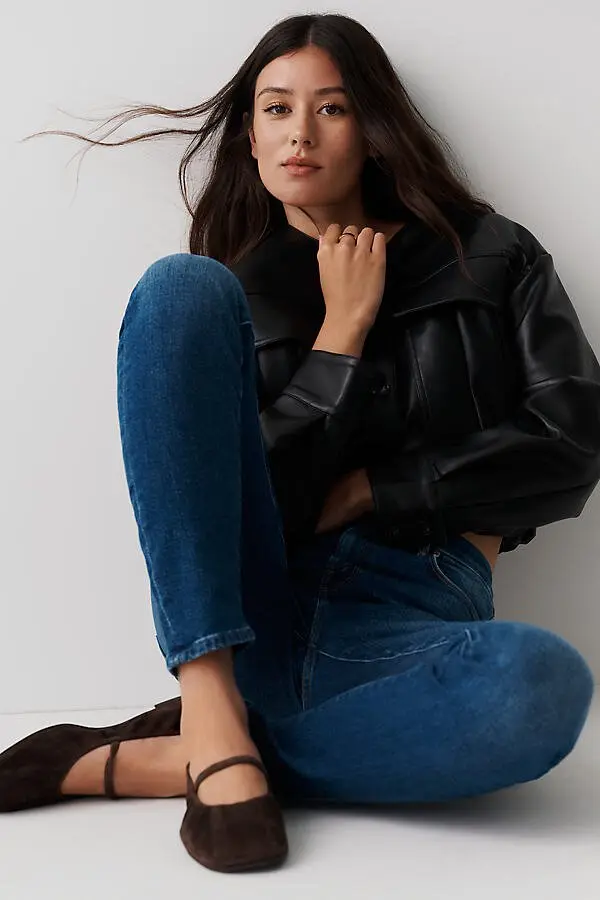 Endless Rose Coated Round-neck Jacket - Black
