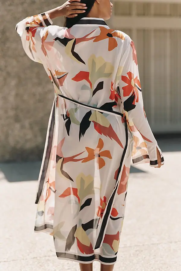 CELANDINE Prted Tie Kaftan - Red Pattern