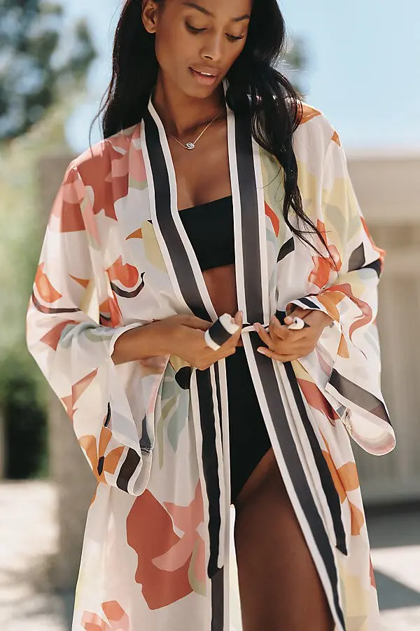 CELANDINE Prted Tie Kaftan - Red Pattern