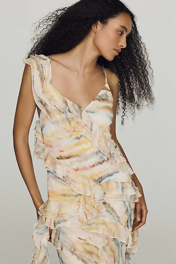 BL-NK Skyler Asymmetrical Ruffled Tank Top