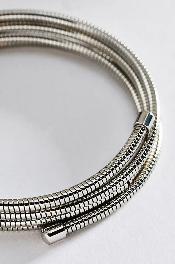 Anthropologie Ribbed Metal Wrap Bracelet - Silver