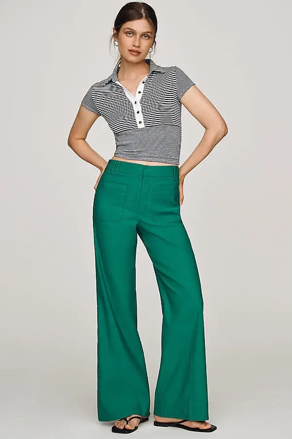 Maeve Jude Trousers Wide Leg, High Rise - Green