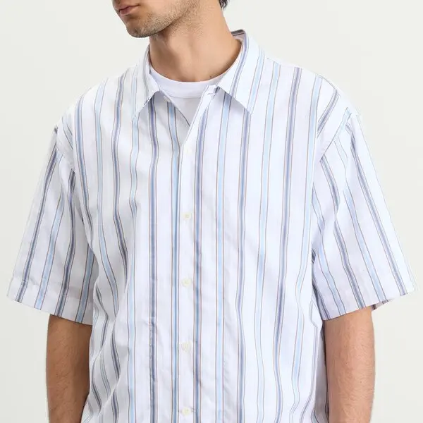 Nn07 Reed Boxy Short Sleeve Shirt - Blue Stripe