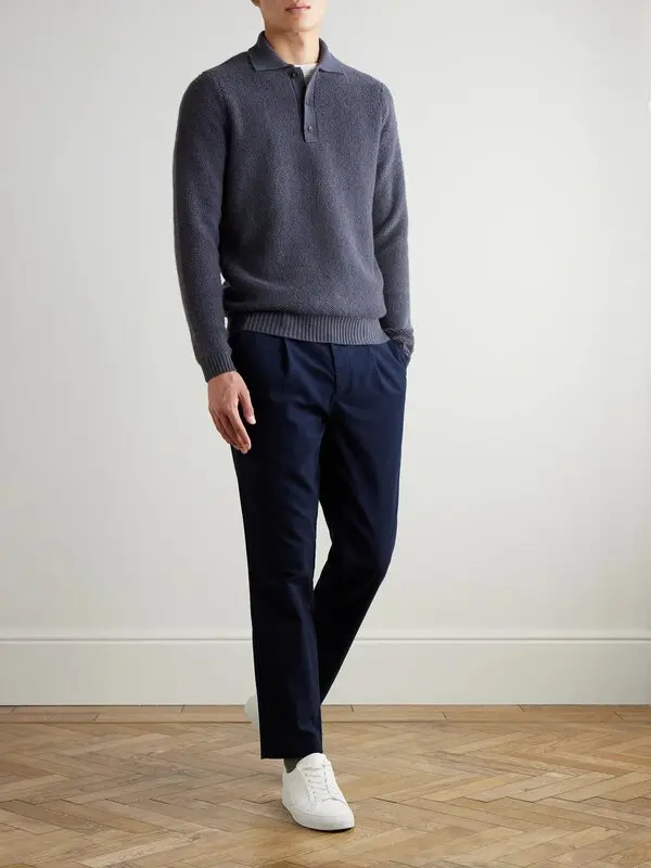 Mr P. Textured-cashmere Polo Shirt