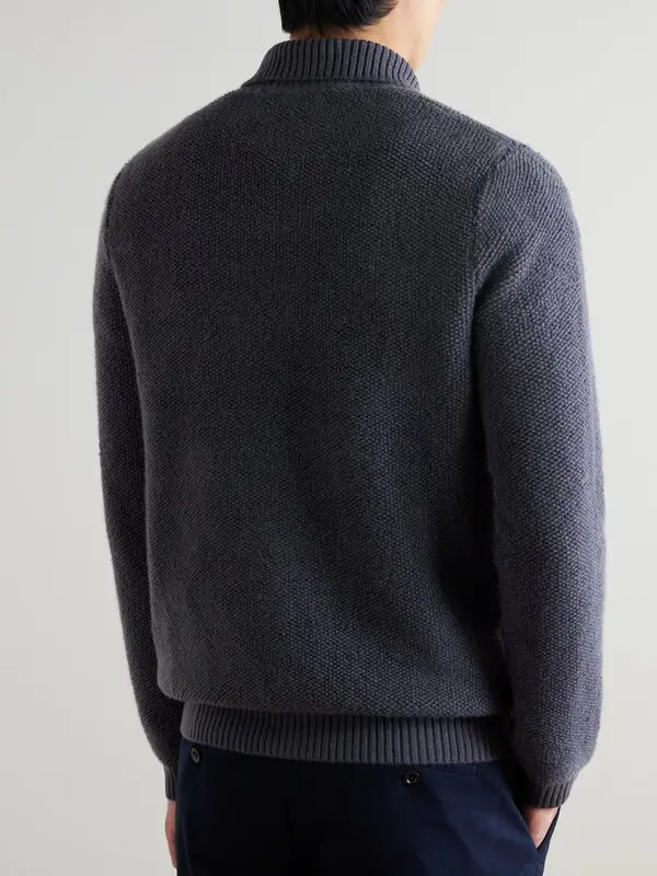 Mr P. Textured-cashmere Polo Shirt