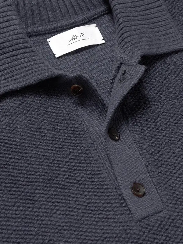 Mr P. Textured-cashmere Polo Shirt